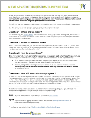 Checklist: 4 Strategic Questions to Ask Your Team - Leadership Strategies